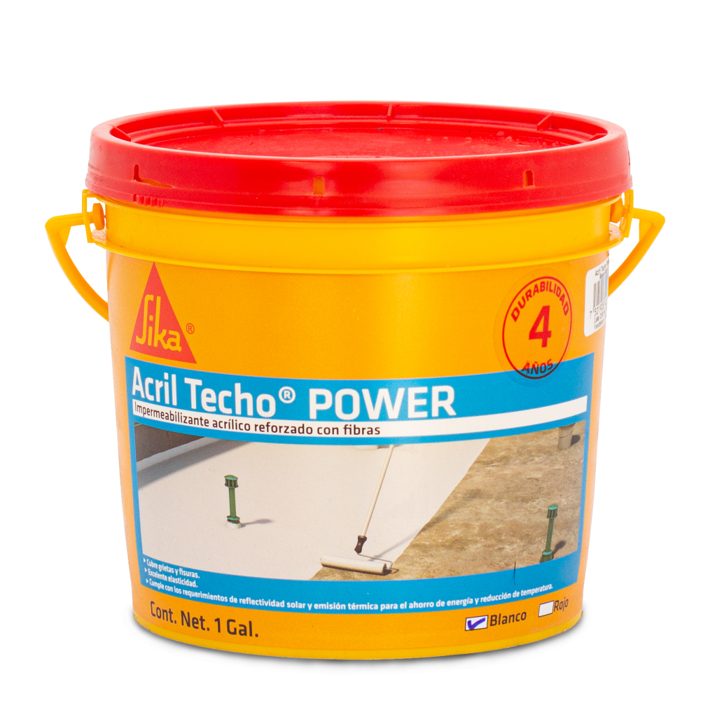 Acril Techo Power 6 años Blanco - Galón 4L (4.72Kg) - Mateco
